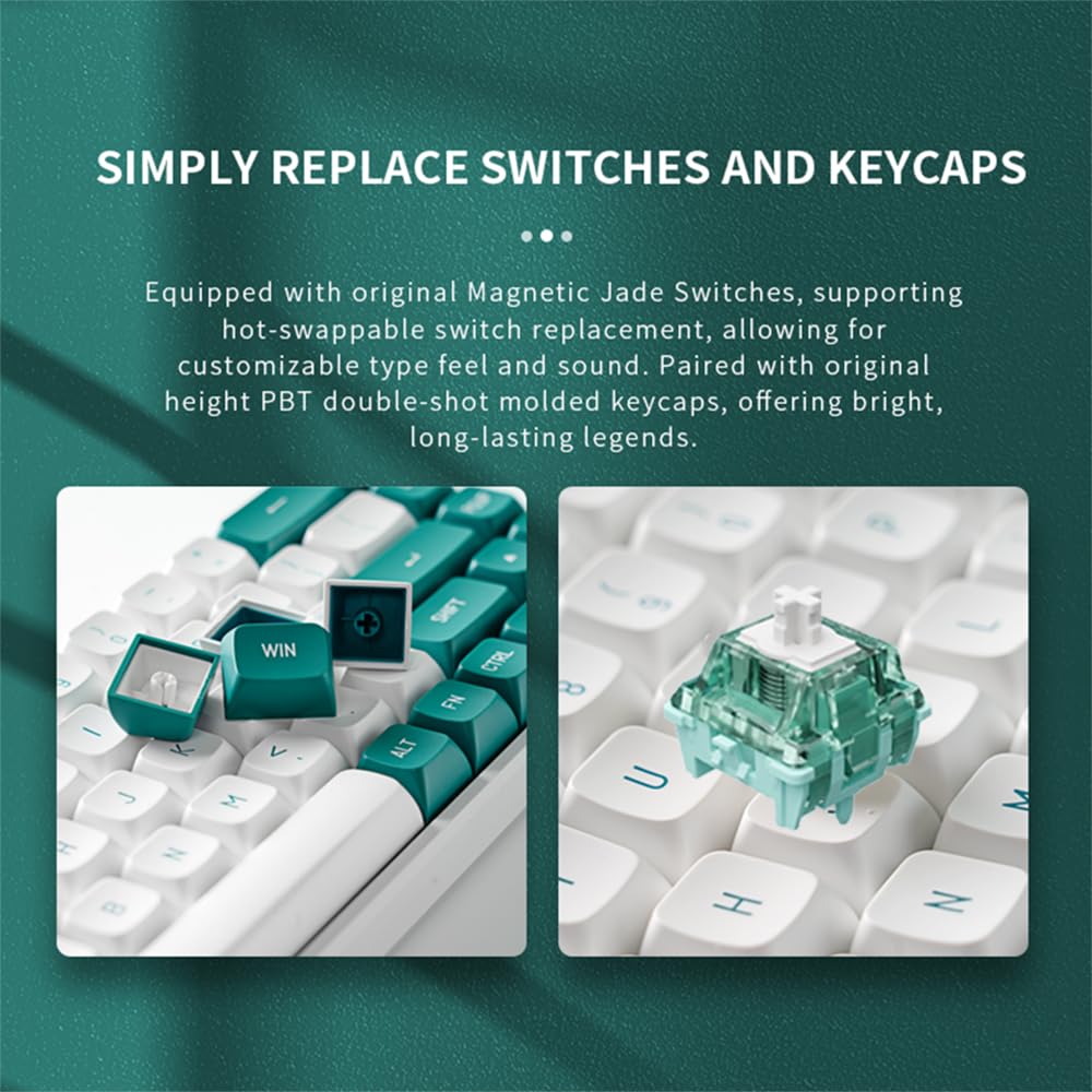 ONE METER 75% Wireless Mechanical Keyboard, Hot Swappable Mechanical Gaming Keyboard with Gateron Magnetic Jade Switches and PBT Keycaps RGB LED Backlit