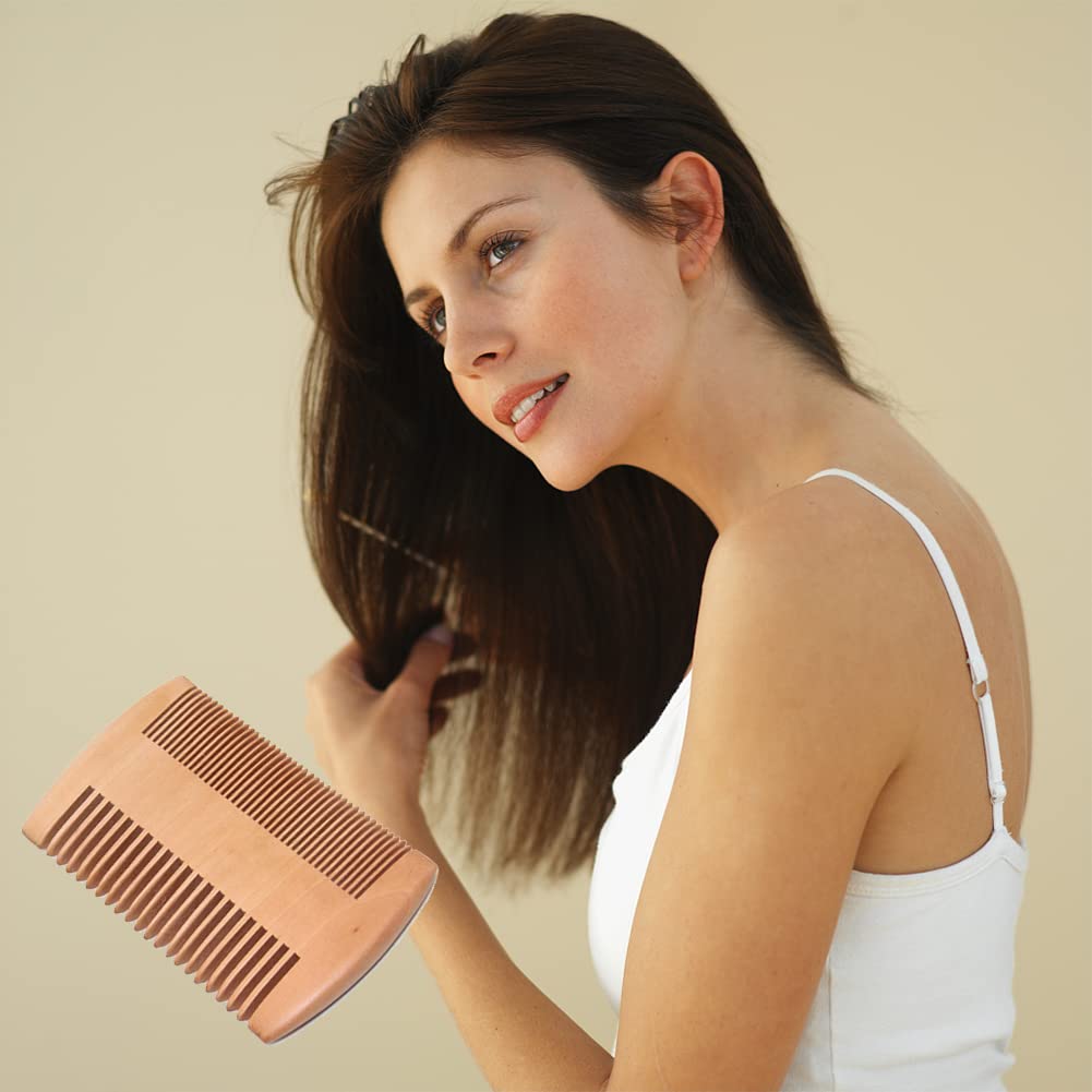 MUCXNIIY Wooden Beard Comb, 2 Pack Great for Head Hair, Beard Grooming & Mustache, Dual Action Fine & Coarse Teeth, Pocket Comb for Men, Dad