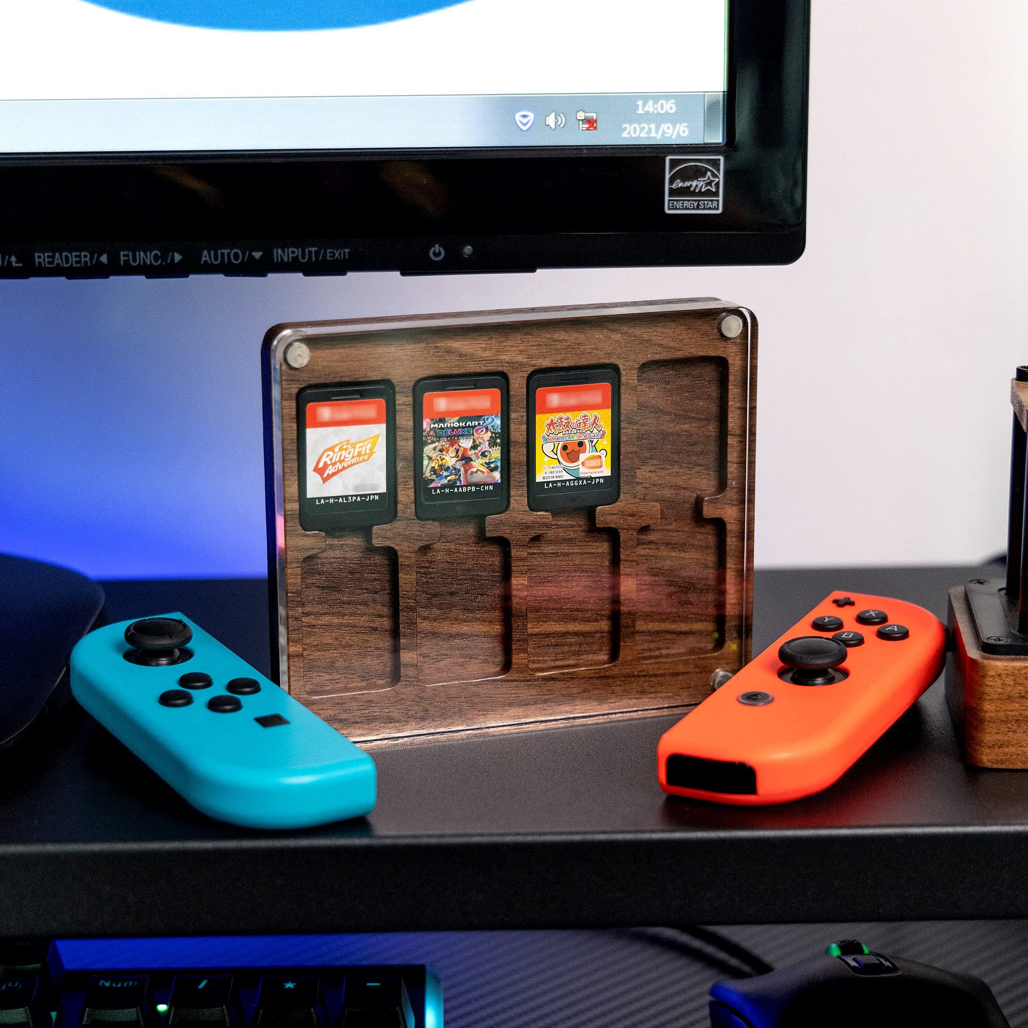 JJC Wooden Switch Game Card Case Holder for Nintendo Switch NS NX, 8 Slots Clear Transparent Acrylic Switch Game Cartridge Holder Storage