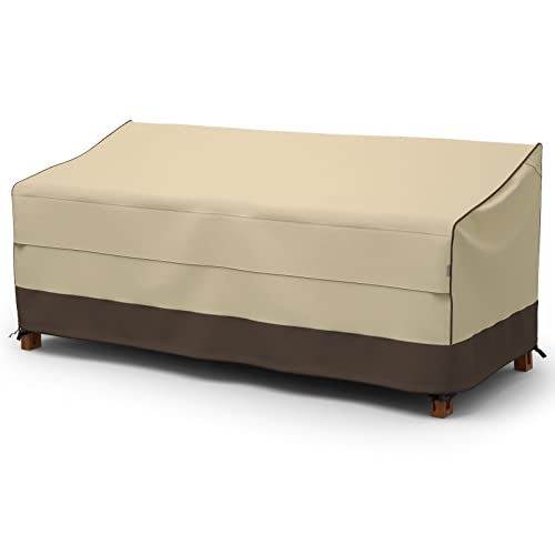 MR. COVER 3-Seater Outdoor Couch Cover Waterproof, 88-Inch Patio Furniture Covers for Sofas, Large Air Vents, UV-Resistant & Heavy Duty Material, Brown & Khaki