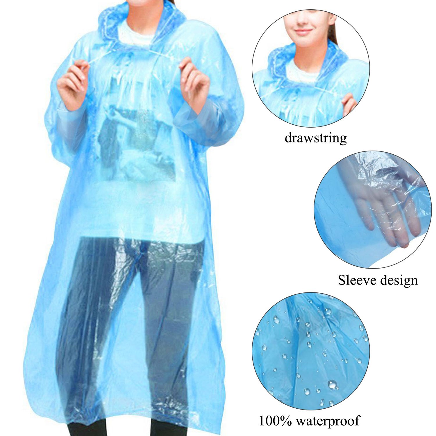 INNOCHEER Rain Ponchos Family Pack of 12, Disposable Emergency Raincoat for Kids and Adults Camping Hiking Outdoors (Multicolour 12PCS)
