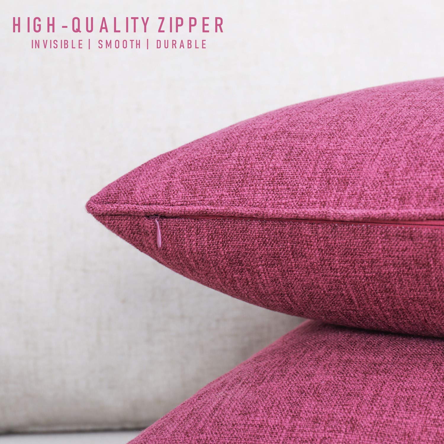 HPUK Decorative Throw Pillow Covers Set of 4 Couch Pillows Linen Cushion Cover for Couch Sofa Living Room, 18"x18" inches, Light Brown