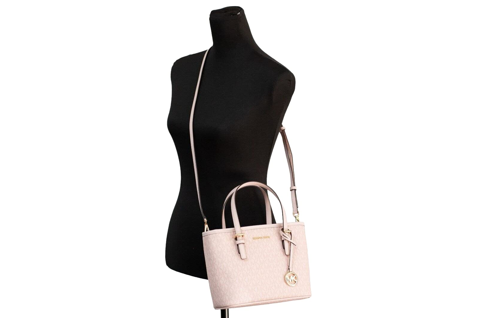 MICHAEL KORS Jet Set Travel Extra Small Top Zip Tote Bag Crossbody Strap (DK Powder Blush)