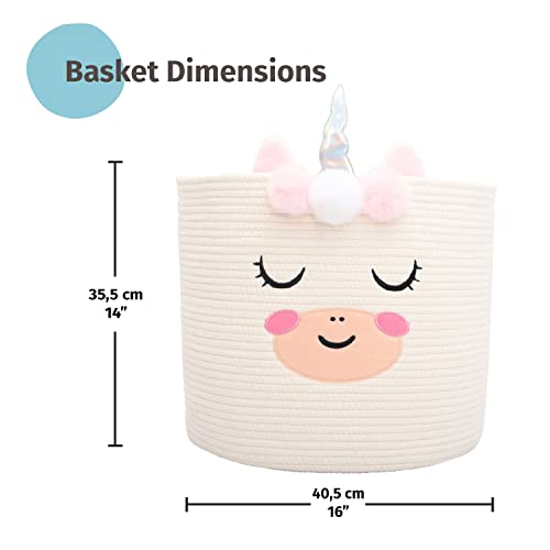 Pastel Rainbow Caddy Basket + Cotton Rope Unicorn Basket for Nursery Decor -