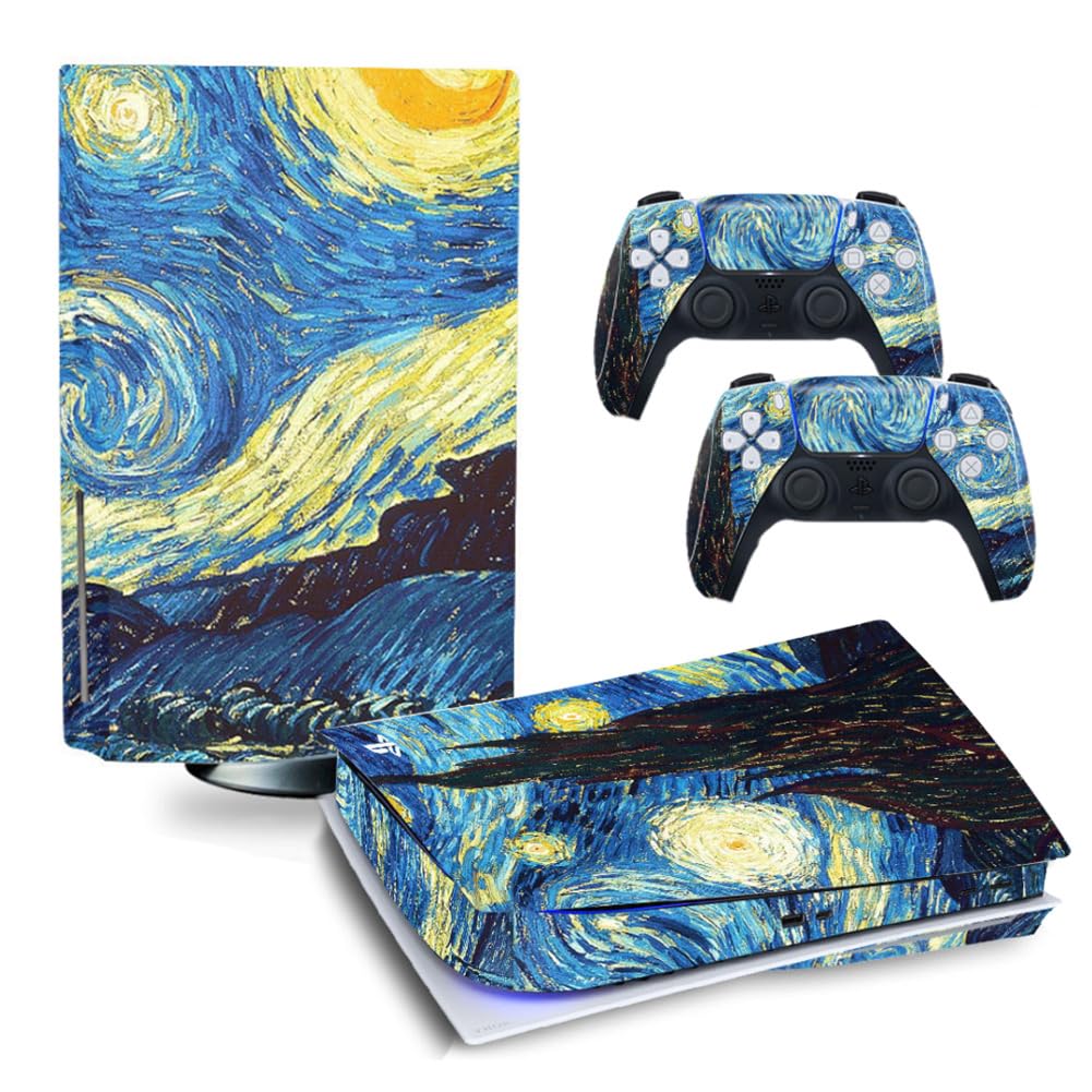 GilGames Decals for Playstation 5, Vinyl Skin Faceplate Protector Wrap Full Set Protective Cover Stickers Kit Console and Controller (Disk Edition)