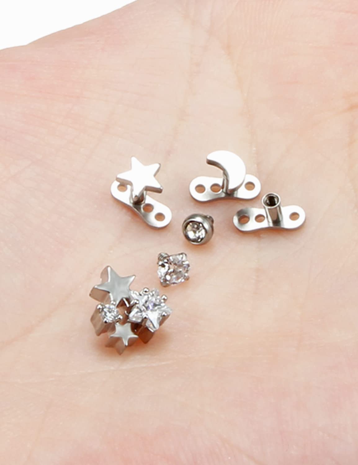 Leiainely Dermal Piercing Jewelry Dermal Tops Dermal Jewelry Dermal Top Dermal Piercing Kit Surface Piercing Jewelry Surface Tragus Jewelry 14 Gauge Dermal Anchor Titanium Replacement Microdermals