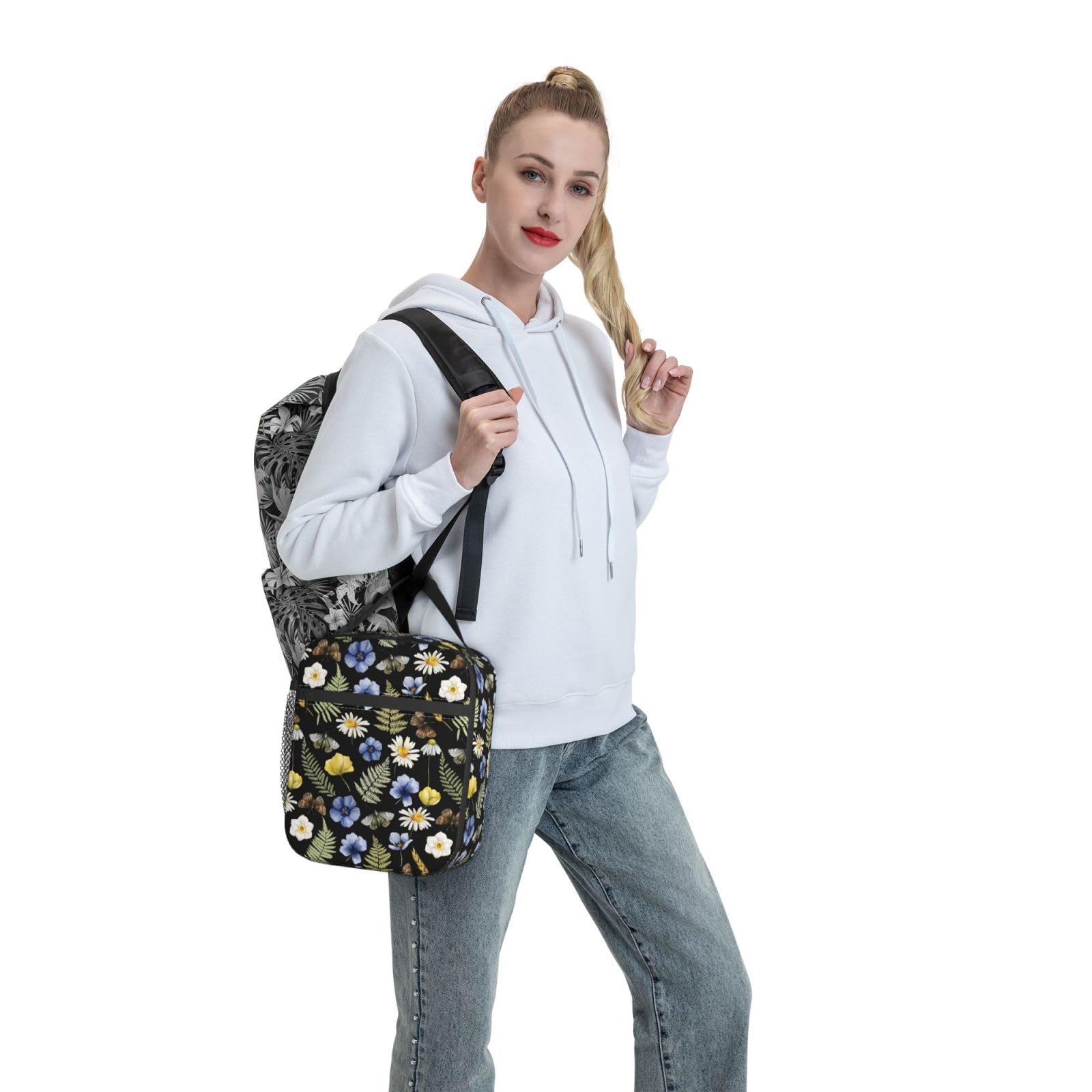 Greatreme Wildflower Lunch Bag For Men Women, Reusable Insulated Lunch Bag Portable Lunch Tote