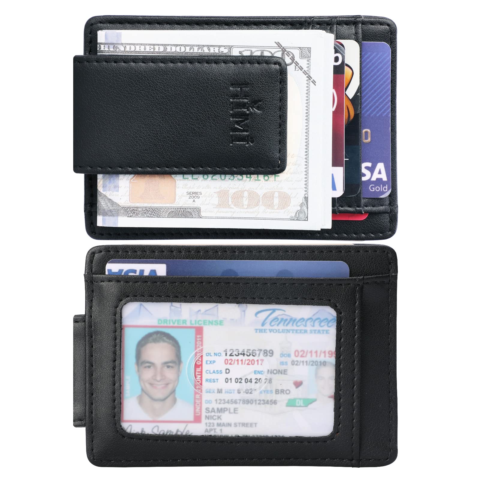 HIMI Money Clip Wallet Mens Minimalist Wallet RFID Blocking Front Pocket Wallet Leather Slim (Black)