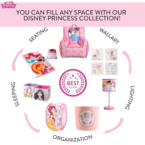 Idea Nuova Disney Princess Stick Table Lamp with Printed Shade, 15.5" H x 7.5" W,metal