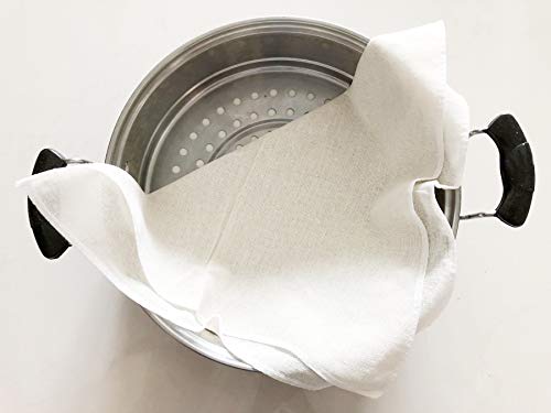 King's deal 20Pcs(15x15") Reusable Natural Pure Cotton Bamboo Steamer Cloth Fabric Round Steamers Rack Gauze Pad (20 white-square)
