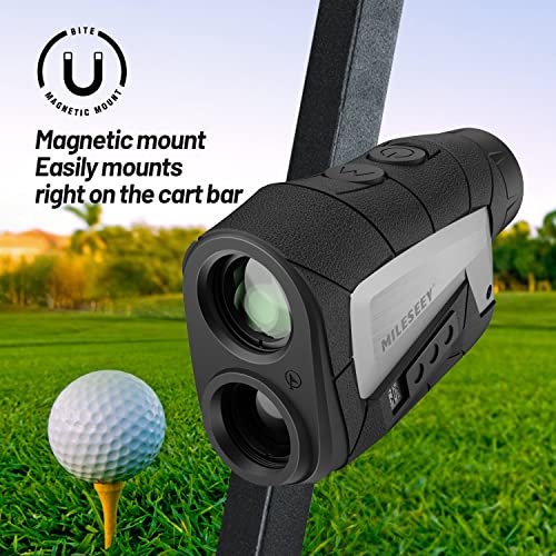 MiLESEEY Golf Range Finder with Magnetic Strip,Rechargeable Golf Rangefinder 656 Yds,±0.5yard Accuracy,Slope Switch,2s Fast Flag Pin Lock with Pulse Vibration,Professional for Golfers
