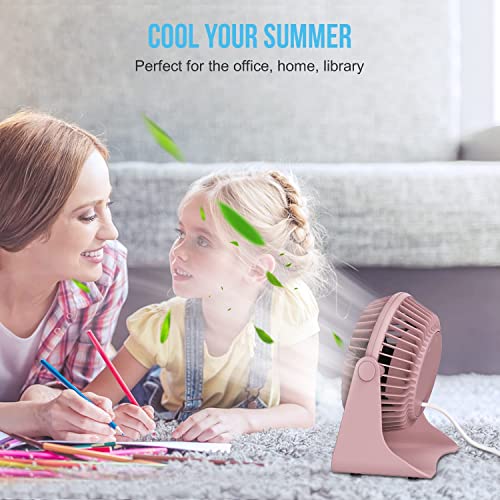 HONYIN Small USB Desk Fan, 3 Speeds Desktop Table Cooling Fan, 360° Rotatable, Strong Wind, Quiet Personal Little Fan Powered by USB for Bedroom Home Office…