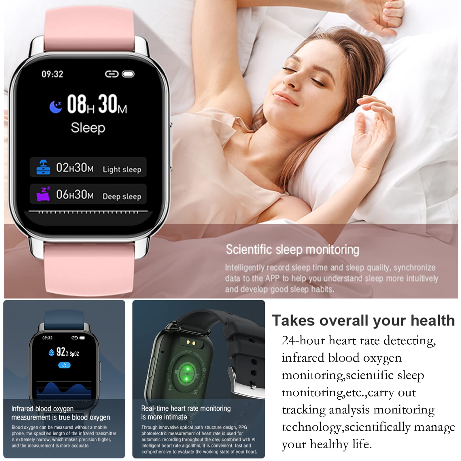 Pretty Sure Smart Watch 1.85''Touch Screen Running Watch Waterproof Step Counter Handheld GPS Units Fitness Bluetooth Watch,24 Sport Modes, Blood Oxygen for iPhone iOS Andriod -Silver Gray