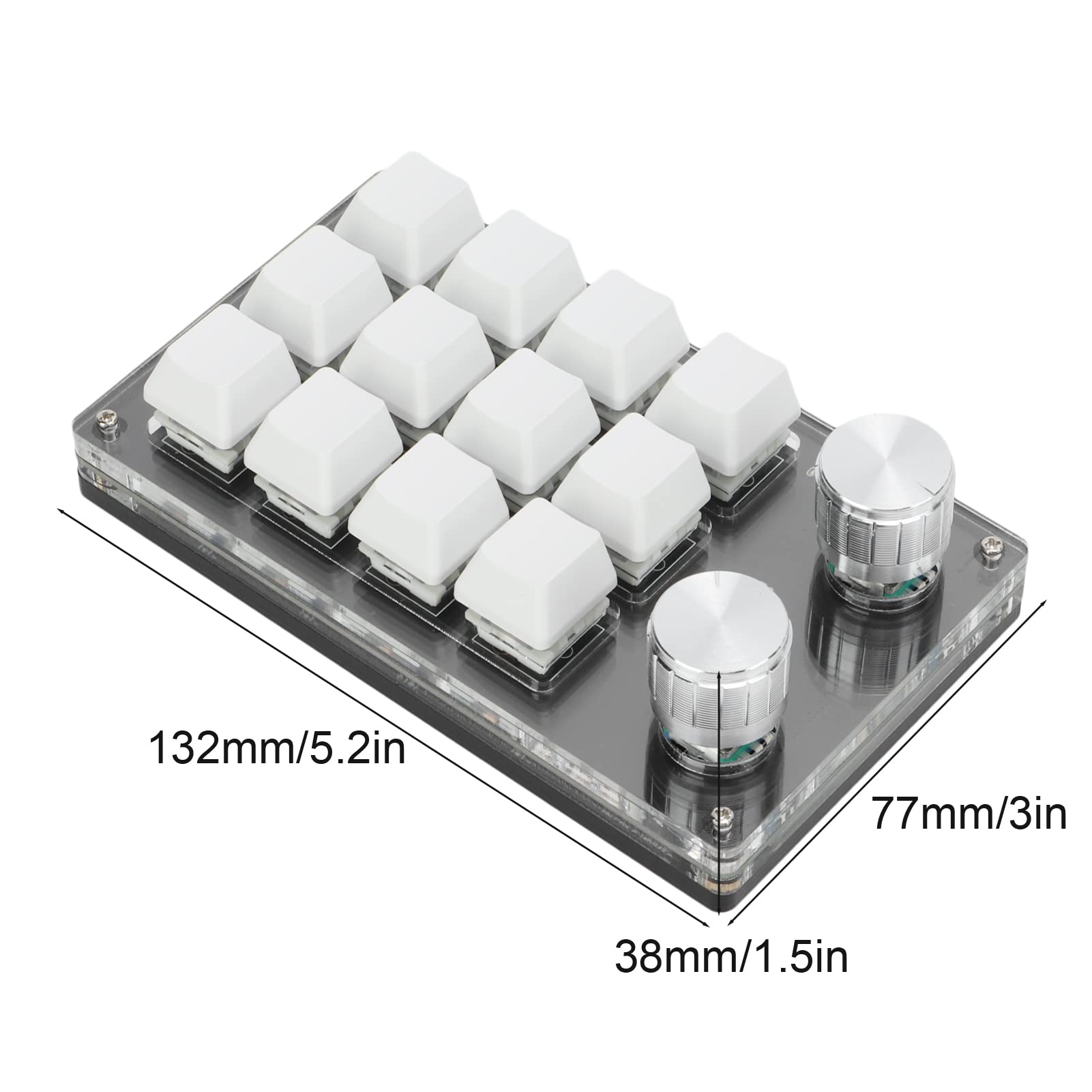 One Handed Macro Mechanical Keyboard, Portable Multifunctional One Handed Mechanical Gaming Keypad with 12 Fully Programmable Keys & Knob, for Windows, for Linux, for Vista, for OS X(White)