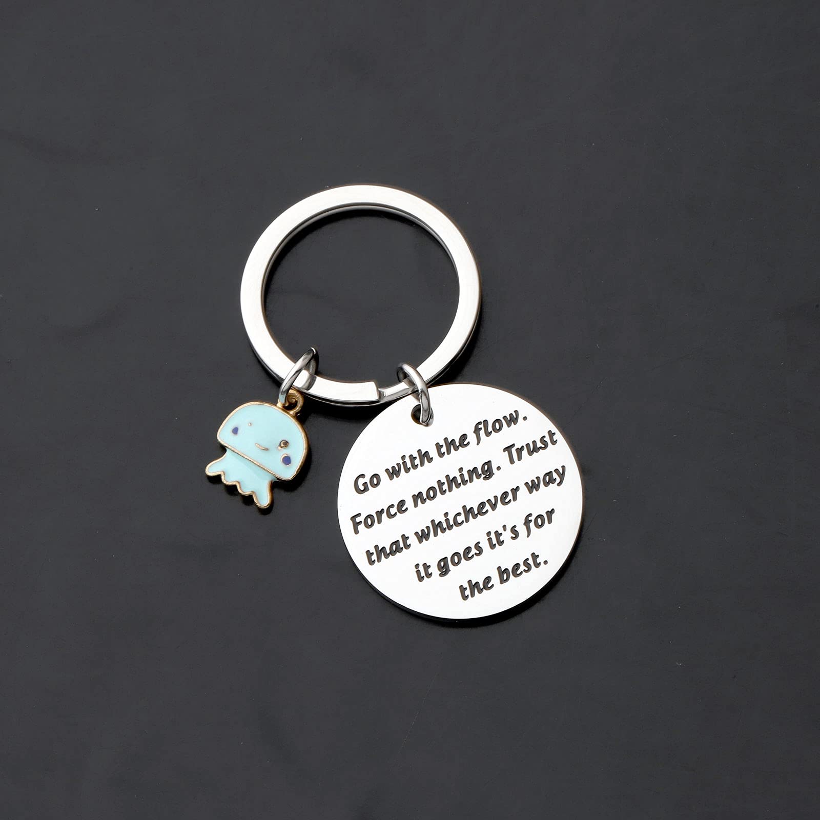 Jellyfish Keychain Gift Jellyfish Go with the Flow Best Friend Inspirational Gifts Ocean Gift (Go with the flow)
