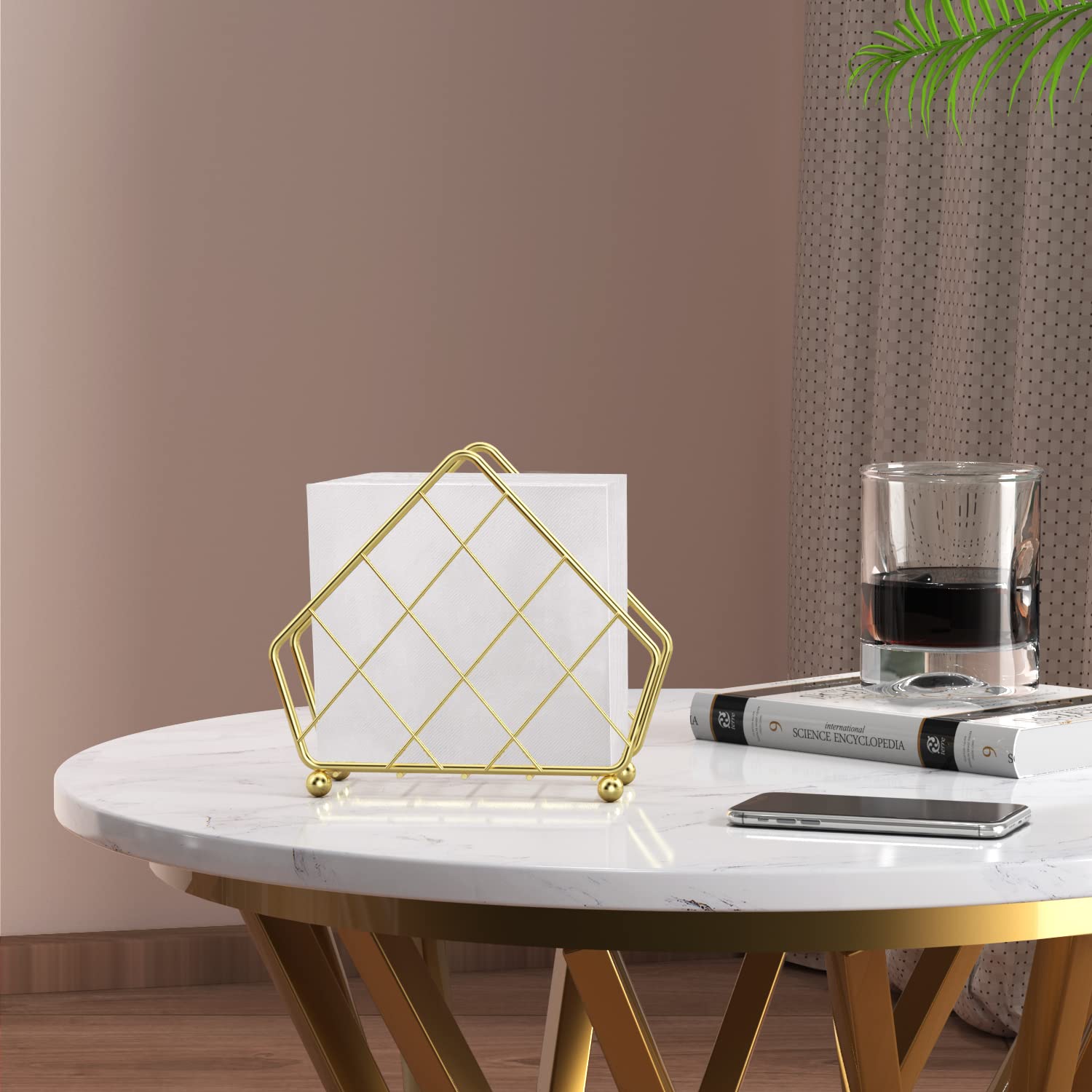 Lxmons Vertical Napkin Holder for Dining Table Décor, Freestanding Metal Paper Holder for Kitchen Countertop, Heavy Duty Napkin Paper Organizer, Durable Tissue Stand for Home Restaurant, Gold
