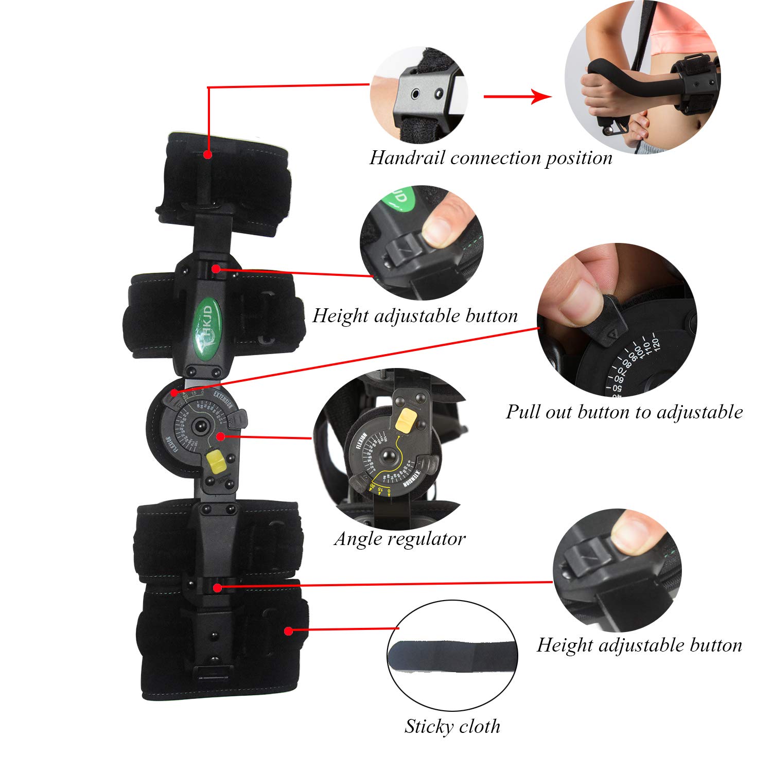 Hinged ROM Elbow Brace,Adjustable Elbow Splint Immobilizer For Post Elbow Brace Stabilizer Splint Arm Injury Recovery Support Fits All Unisex ,Right Hand