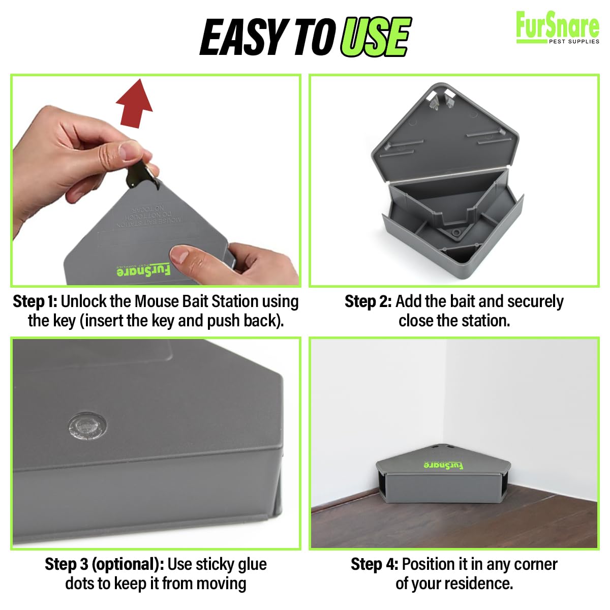 Mouse Bait Stations for Mice Outdoor and Indoor - Mice Bait Stations Box with Keys Fully Safety Design and Key Required Keeps Children and Pets Safe, Tamper-Proof, Weatherproof 6 Pack (Gray)