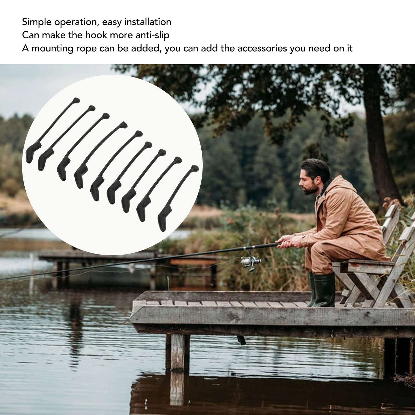 Kadimendium Fishing Tackle Kit, Large and Small Size Durable 40pcs Portable Fishing Hooks Anti Rigs Sleeve with Storage Box for Freshwater