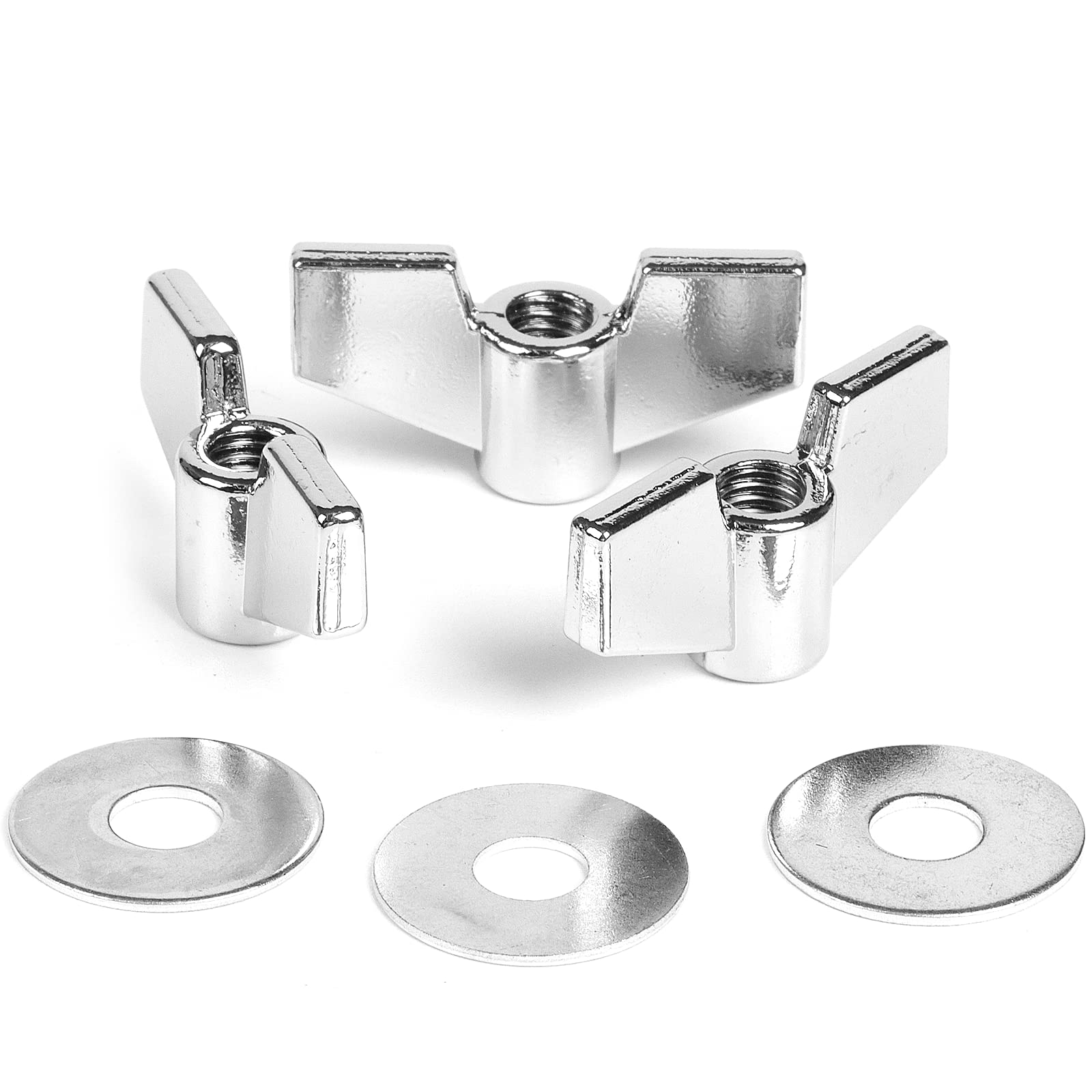 KADIROSA Cymbal Replacement Accessories Hi-Hat Cup Cymbal Wing Nuts and Metal Washers Replacement for Cymbal Stackers, 3Pcs, Silver
