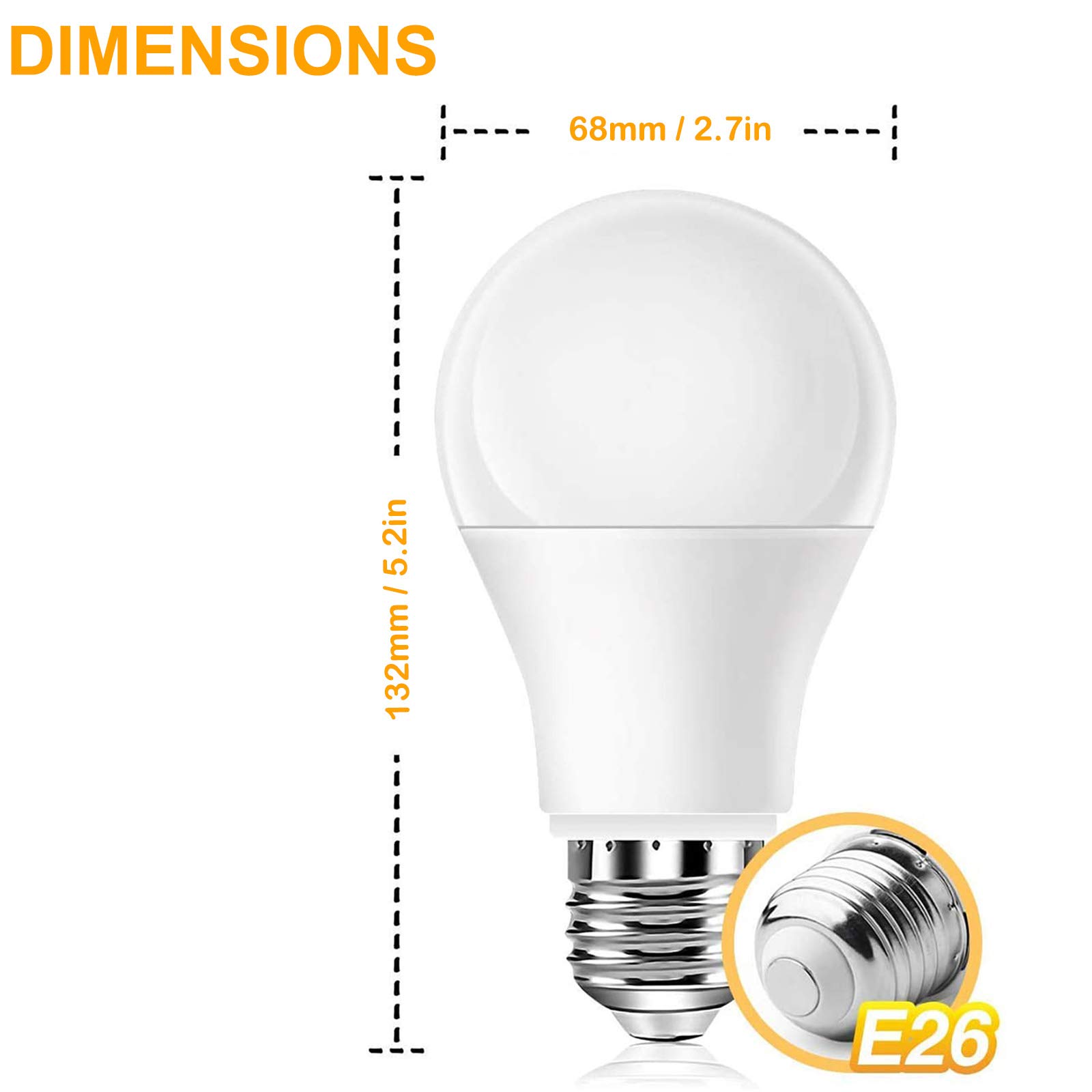 HOMIGO A21 Super Bright LED Light Bulb 4 Pack, 15W(100W Equivalent), Daylight 5000K, Non-Dimmable, 15,000-Hour Lifespan