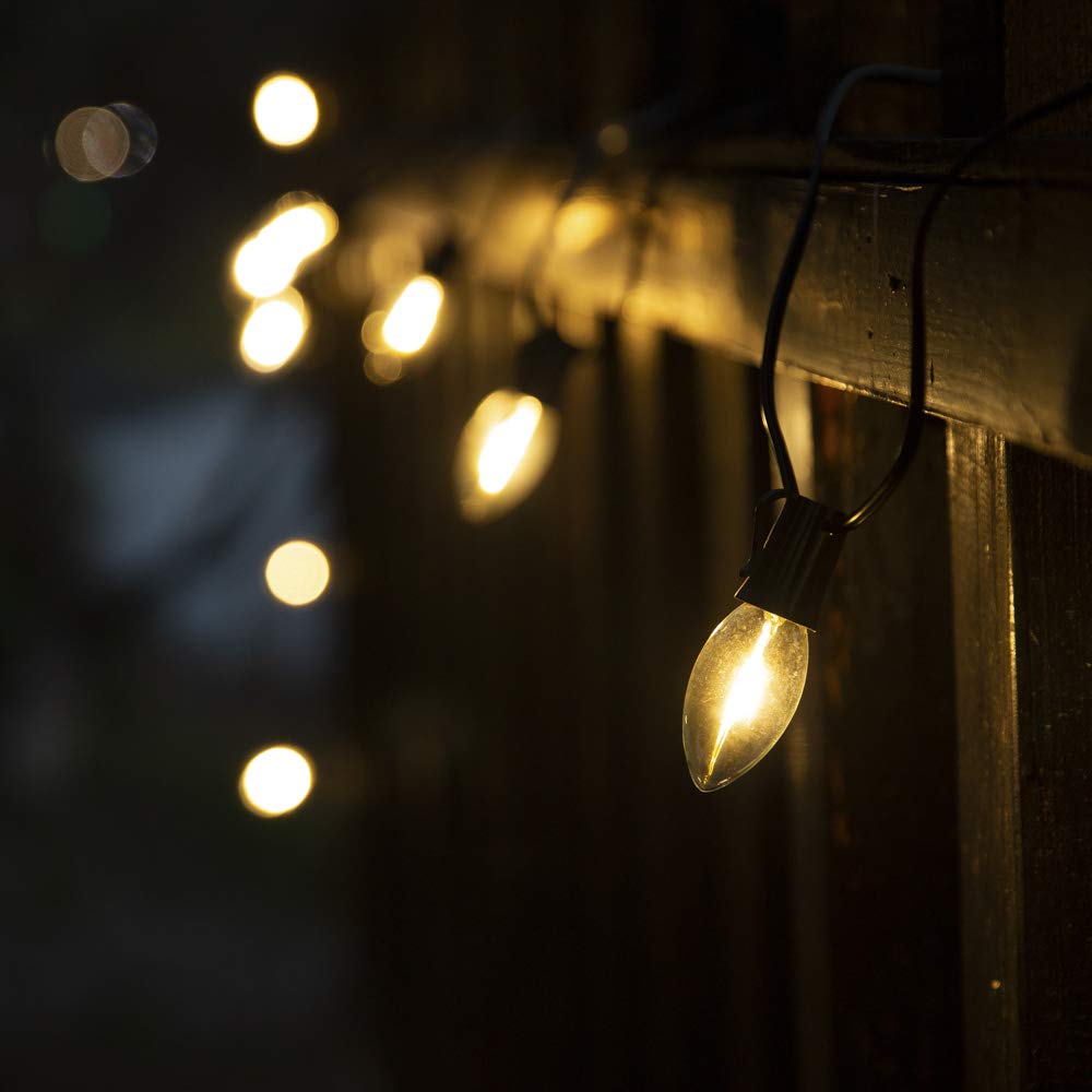 iSoptox 25 Pack Waterproof Clear E12 C7 LED Bulb Outdoor, Candle Mini LED Night Light Bulb 4w 5w 6w 7w 15w Equivalent, Candelabra C7 LED Replacement Bulbs Christmas Light 0.6W 120v Warm White 2700K