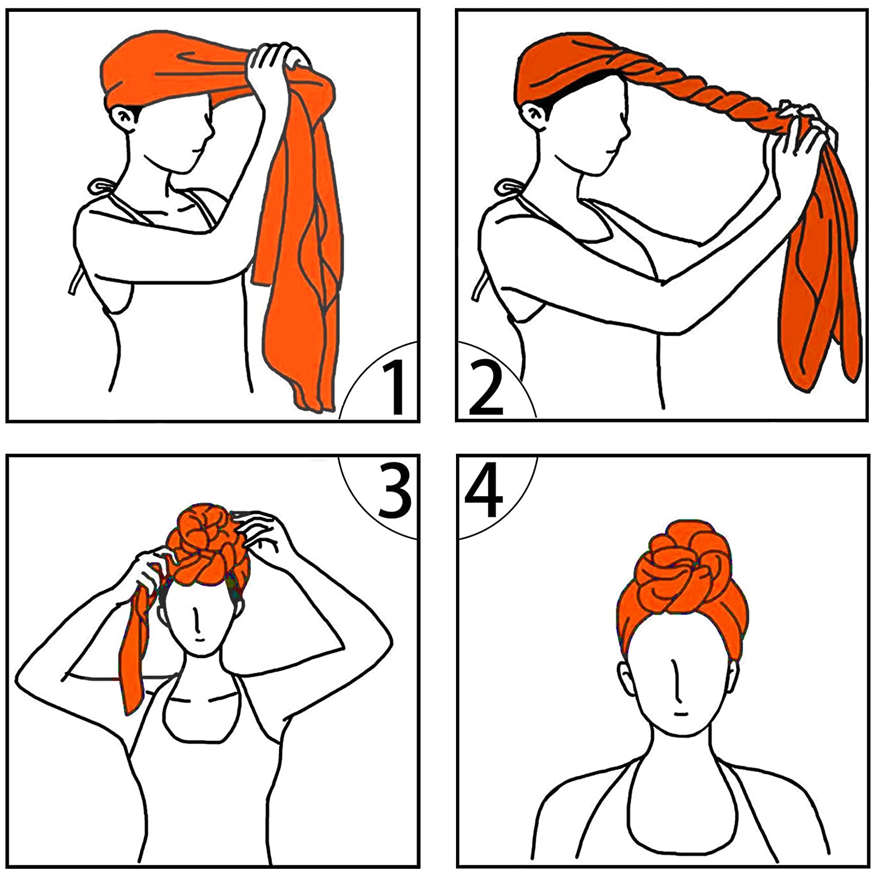 Jelyne 6 Packs Headwraps for Black Women Long Stretch Jersey Head Wrap Hair Scarf Solid Color African Fashion Headwrap