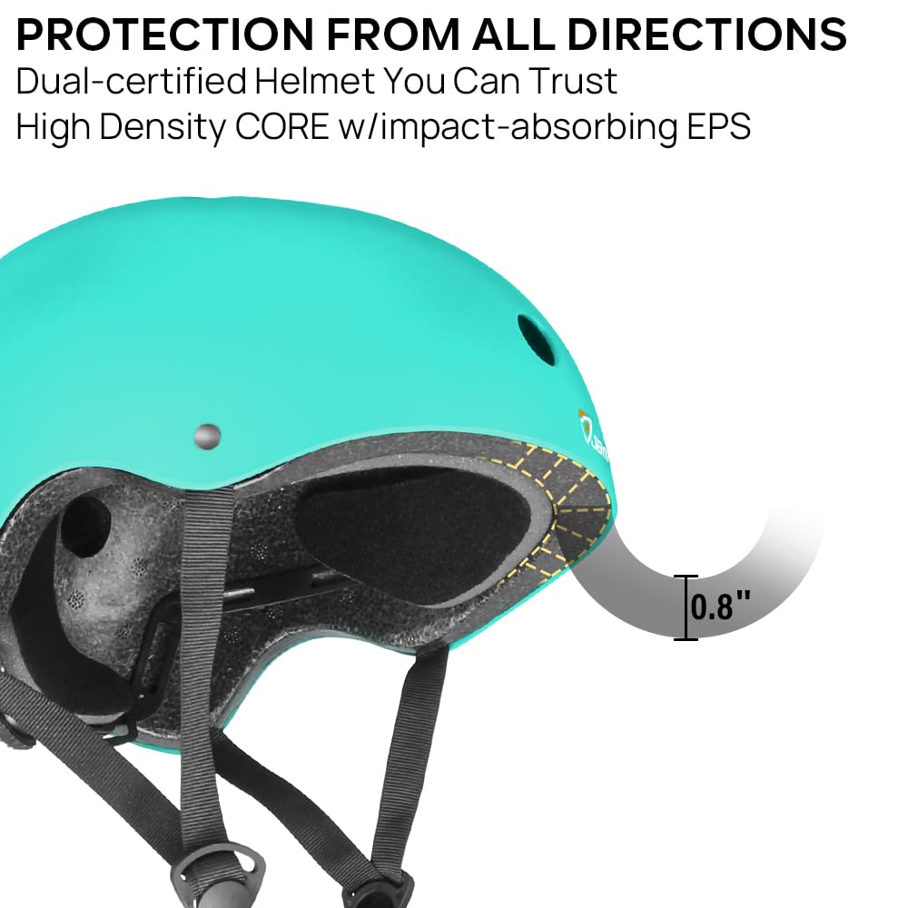 JBM Skateboard Helmet - Lightweight, Adjustable & Design of Ventilation Skate Helmet for Scooter, Roller Skate, Inline Skate