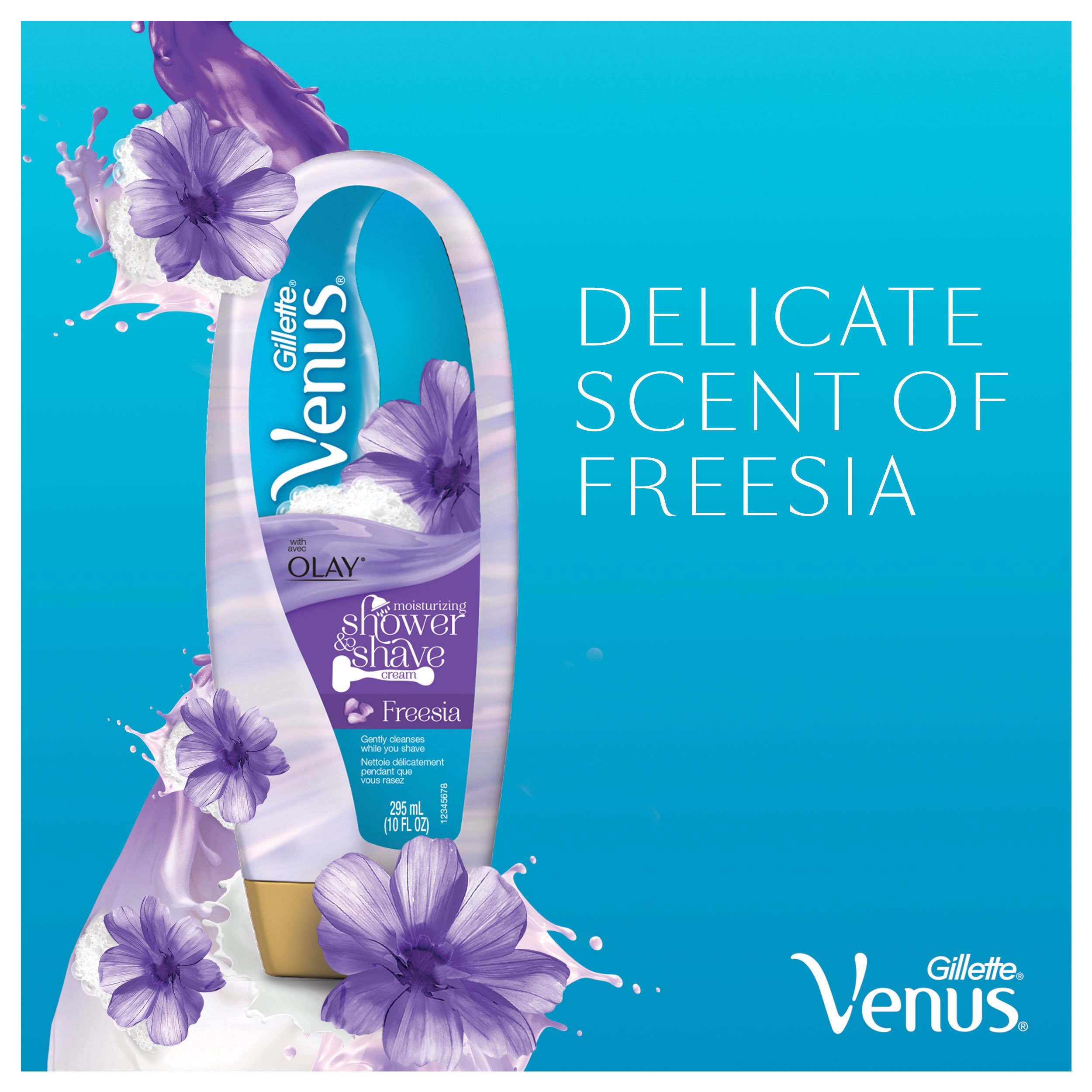 Gillette Venus Moisturizing Shaving Cream with Olay, 6 Count, 10oz Each, Freesia Scented