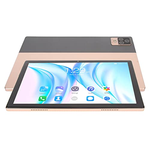 Jopwkuin 10.1 Inch Tablet, Gold Supports Fast Charging 8 Core CPU 100-240V 2 in 1 FHD Tablet for Reading (US Plug)