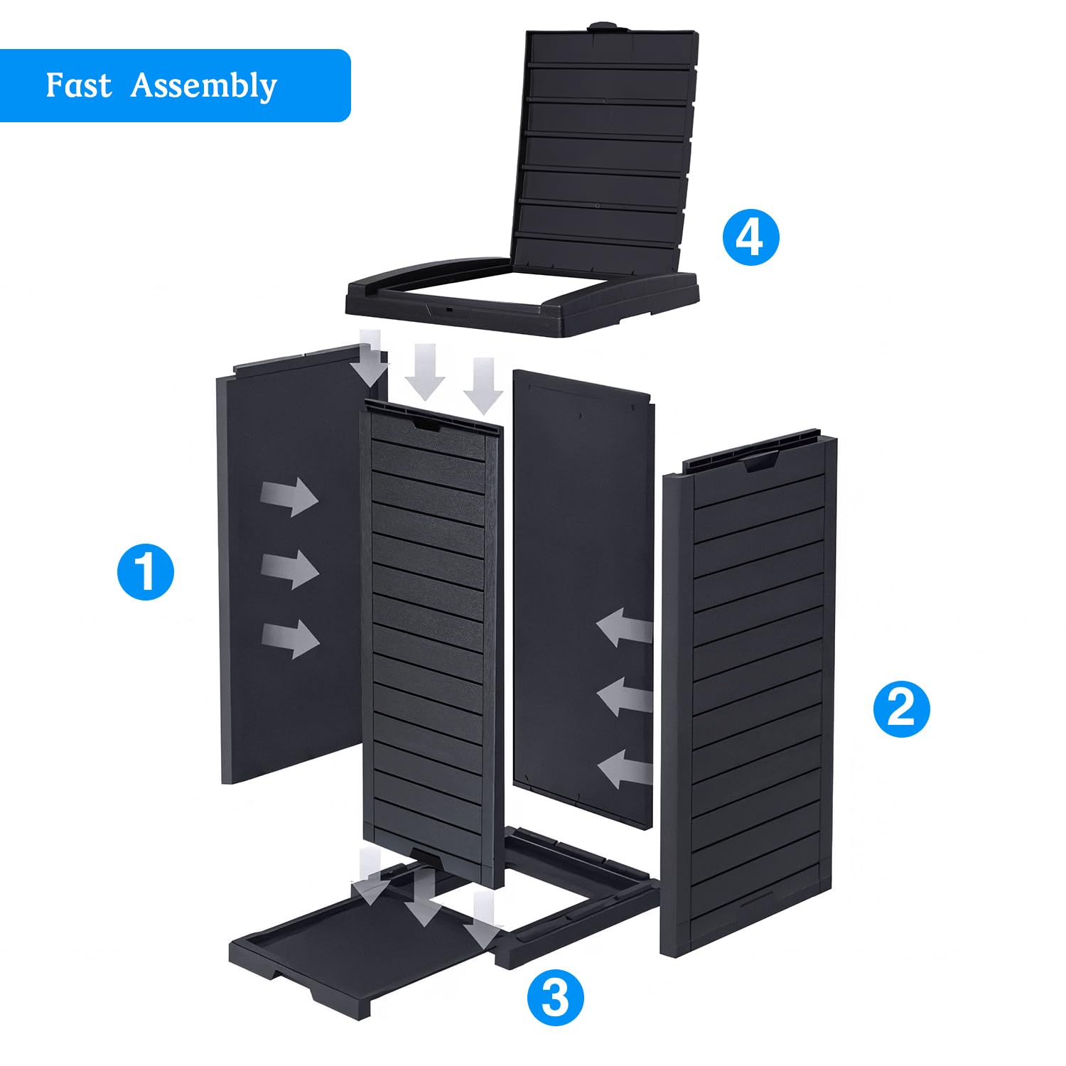 PatioZen 31 Gallon Outdoor Trash Can, Waterproof Trash Can Cabinet for Outside, Resin Garbage Bin with Lid and Drip Tray for Easy Cleaning for Patios, Kitchens, and Outdoor Entertaining(Black)