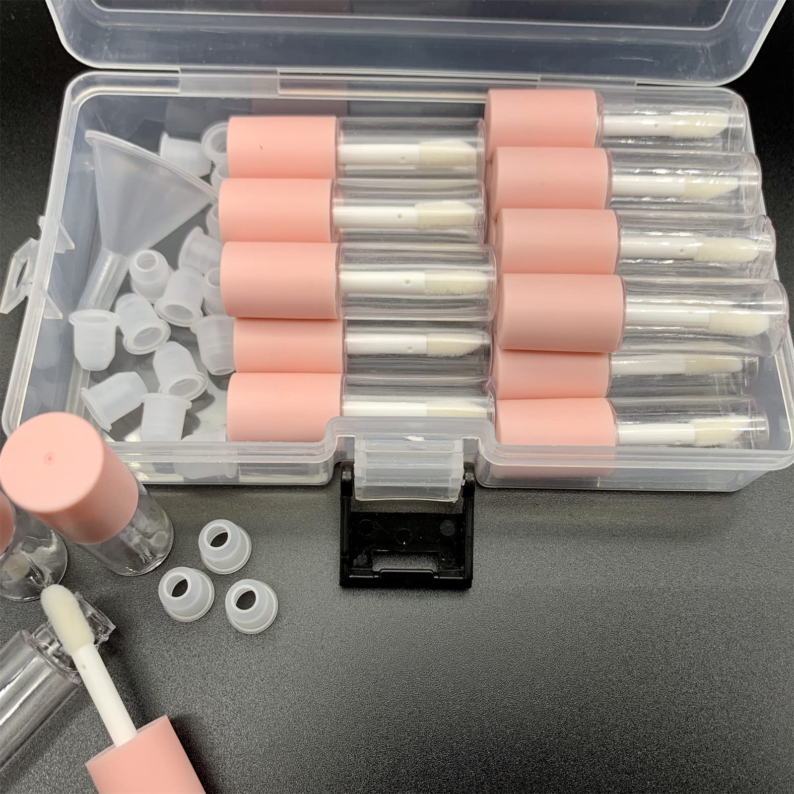 KaiLeQi 3.5ML Mini Lip Gloss Tubes Empty With Wand Pink Diy Lipgloss Making Kit for Small Businesses Refillable Lip Gloss Containers Set for Girls（20pcs in One Box）