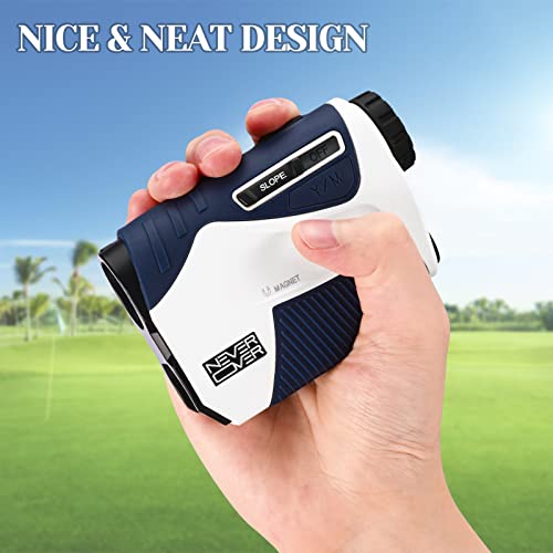 Never Over Range Finder Golfing with Vibe, Golf Range Finder with Magnet, 1200 Yard Accurate rangefinder Golf with Slope (Blue)
