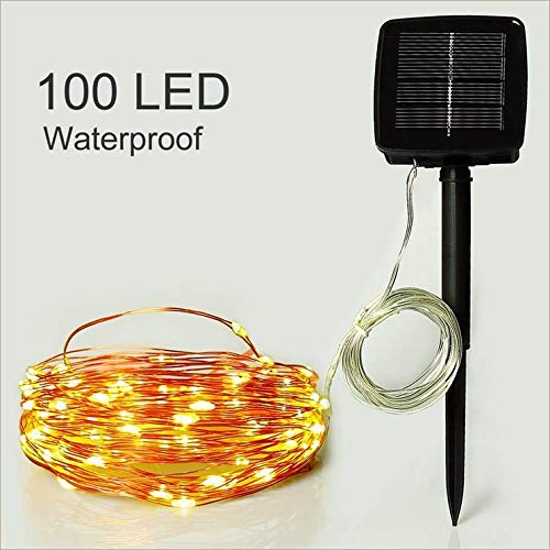 HGKFJH Solar Outdoor Indoor 100LED Copper Wire String Outdoor Home Waterproof lamp String with Landscape Garden Lighting