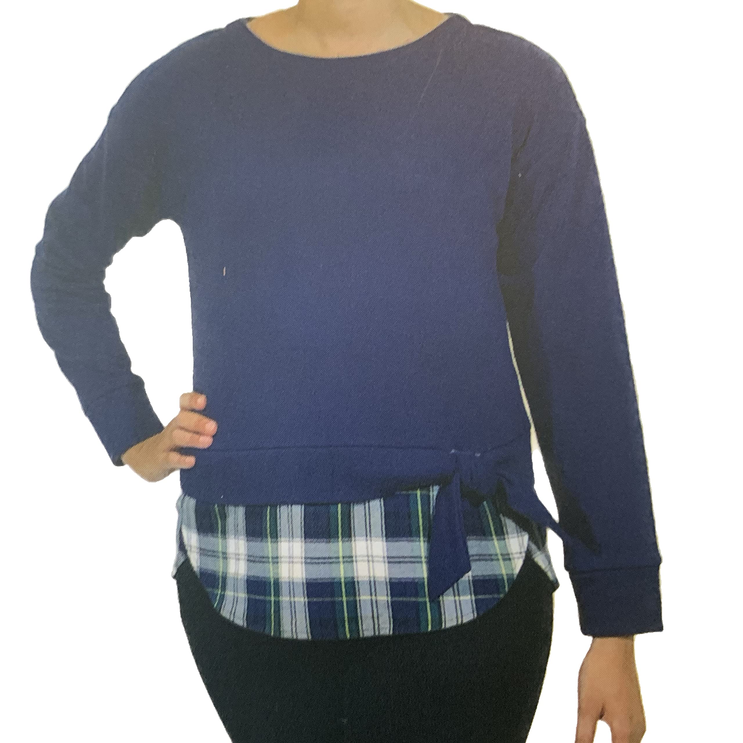 IZOD Women's Tie-Front 2-Fer Sweatshirt (Peacoat, XX-Large)
