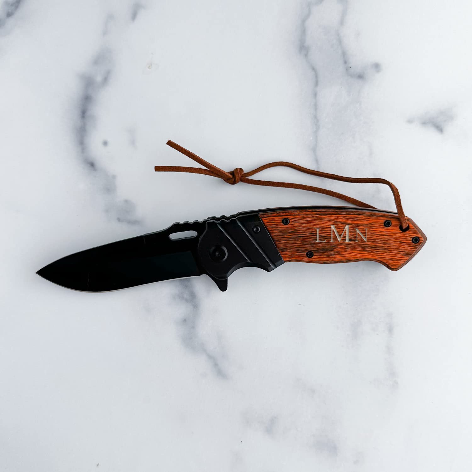 JDS Personalized Folding Pocket Knife with Clip (Initials Design) - Engraved Christmas Gift and Birthday Gift for Boyfriend, Dad, Husband, Grandpa - Stocking Stuffers for Men - Groomsmen Gift