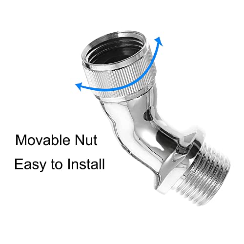 MOSELNY Shower Elbow Adapter for Shower Head,45°Angle Shower Head Extender Connector G1/2 Male to Female Shower Arm Extension for Wall-mounted Shower or Handheld Shower header Connector,Polish Chrome