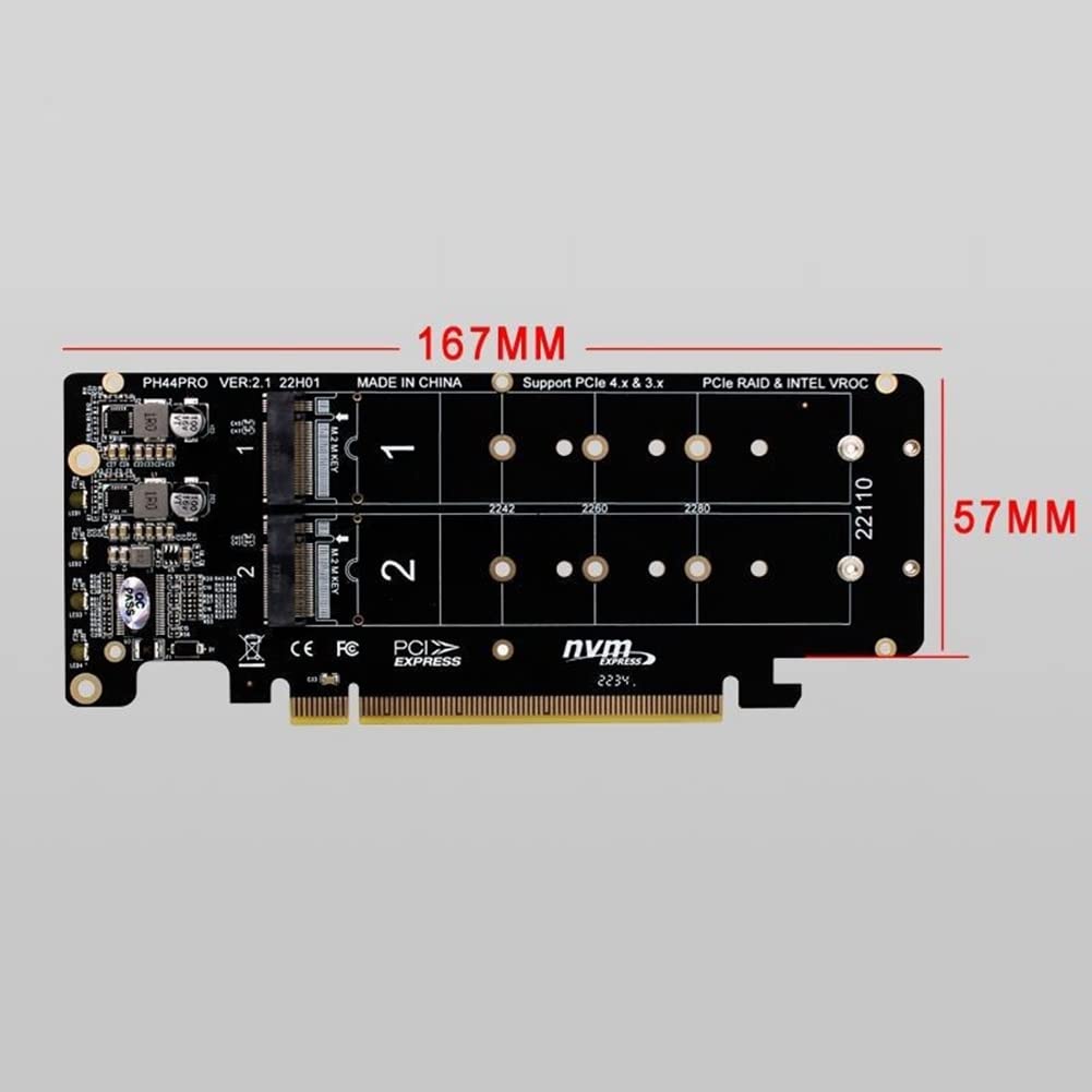 PCIE 4.0 -Disk PCIeX16 to M.2 M-Key NVME SSD Expansion Card,Supports 4 NVMe M.2 M Key 2280 SSD