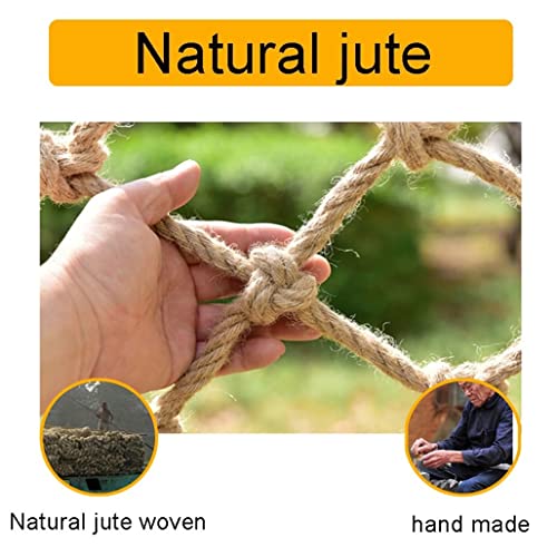 OUYOXI Balcony Anti-Fall net Hemp Rope Net Industrial Wall Decor for Living Room/Dining Room/The Home,Mesh Netting for Stuffed Animals,Natural Jute Material,8mm/20cm,Multiple Sizes(Colour
