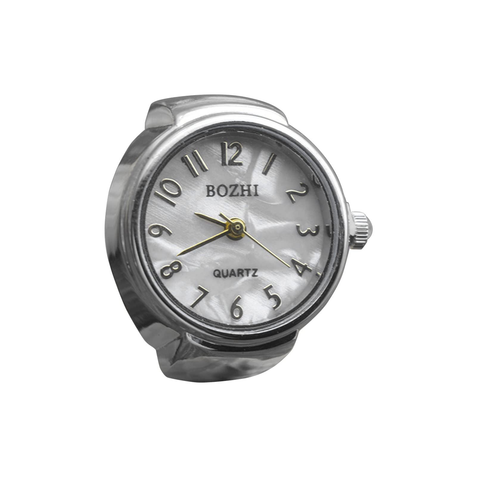 Ligirlsexy Watch Ring Decorative Clear Dial Jewelry Clock Quartz Analog Finger Ring Watch for Adult - Silver 2