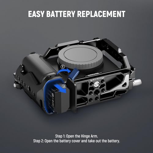 NEEWER ZV-E1 Camera Cage with HDMI Cable Clamp, NATO Rail 3/8" ARRI Locating Holes 1/4" Threads, Arca Type Base, Metal Video Rig Compatible with Sony ZV-E1 Compatible with DJI RS RSC, Black, CA025