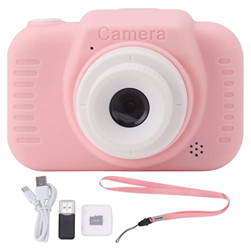 Jopwkuin Selfie Camera Toy, Portable Front Rear Lens Kids Digital Camera USB Rechargeable with 32G Card for Outdoor (Pink)