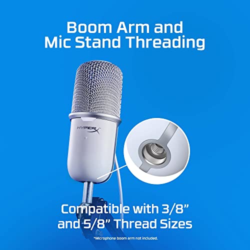 HyperX SoloCast β USB Condenser Gaming Microphone, for PC, PS5, PS4, and Mac, Tap-to-Mute Sensor, Cardioid Polar Pattern, Great for Streaming, Podcasts, Twitch, YouTube, Discord - White