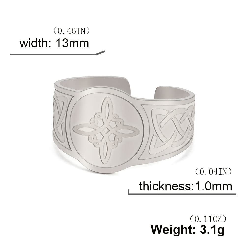 LIKGREAT Witch Knot Ring Adjustable Celtic Knot Band Rings for Men Women Witchcraft Wiccan Jewelry for Women (2type-silver)