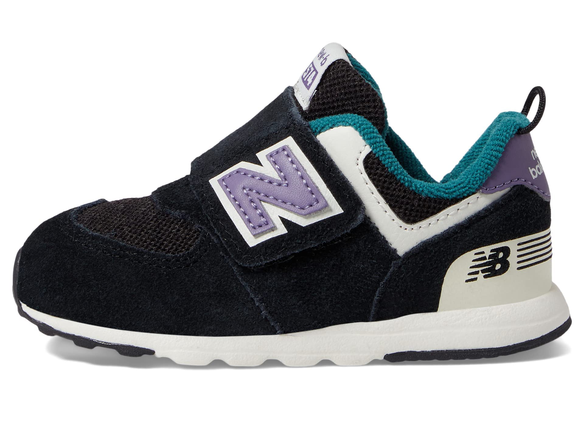 New Balance Boy's 574 New-B V1 Neo Sole Hook and Loop Sneaker, Black/Mercury/Vintage Teal, 8.5 X-Wide Toddler