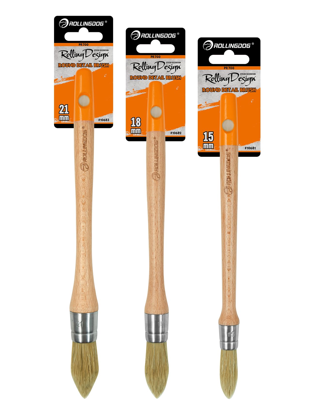 ROLLINGDOG Trim Paint Brush-3PC Trim Brush Set,Small Paint Brush, Edge Painting Tool for Windows, Walls,Doors(15mm,18mm,21mm)