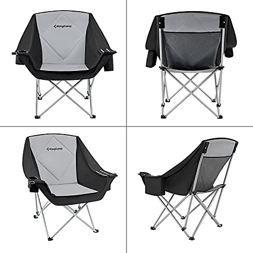 KingCamp Oversized Folding Sofa Camping Chair, Black/MediumGrey
