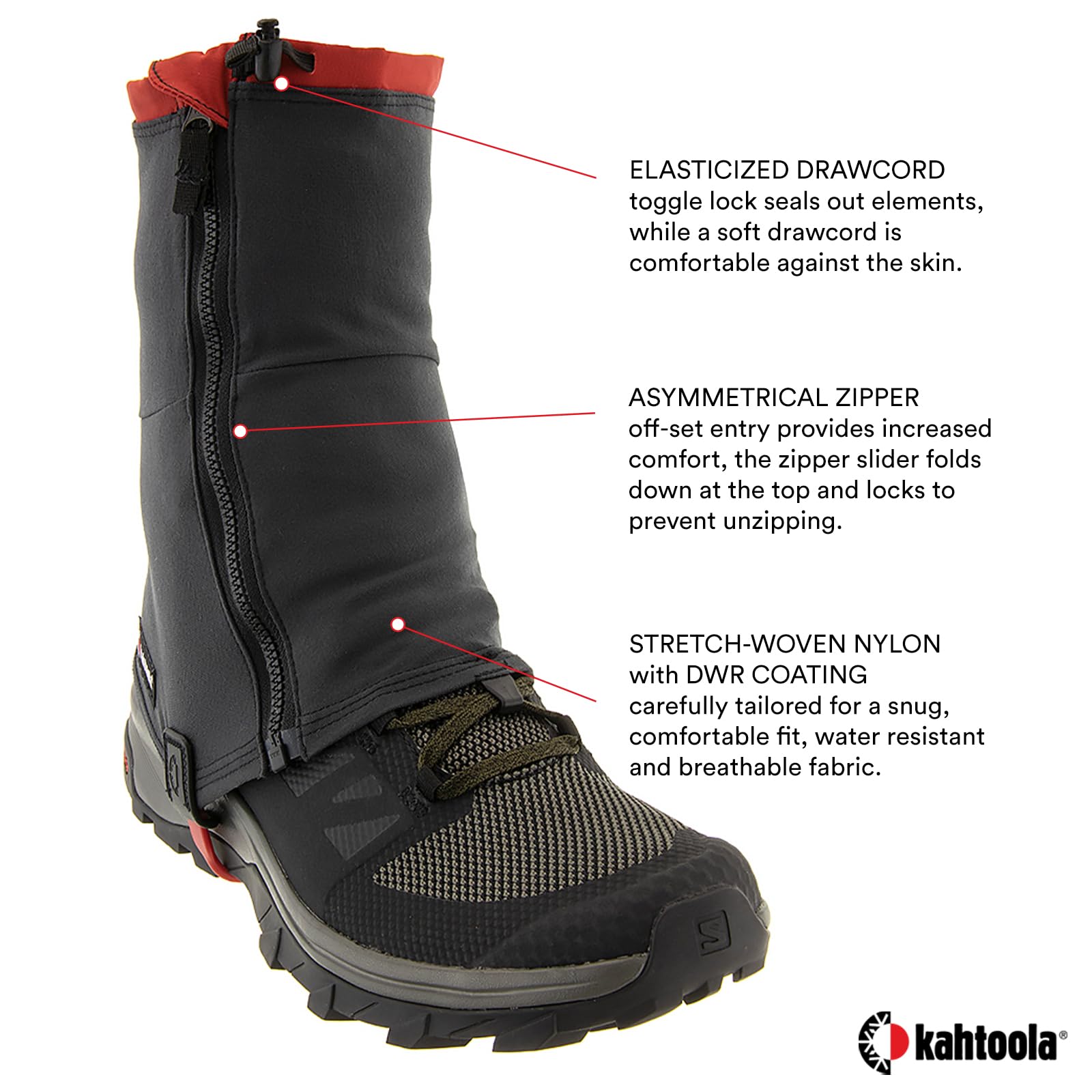 Kahtoola RENAgaiter Mid Gaiters for Hiking, Mountaineering, Trail Running, Shoe & Boot Protection in Mud, Snow & Ice - Ponderosa Green - Small|Medium