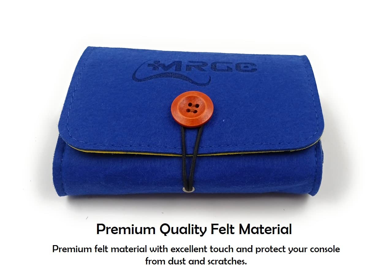 MRGC Felt Soft Case Carrying Bag for Nintendo GBA / GBC / GBP, Anbernic RG351V, Retroid Pocket 1 - Portable Travel Case, Protective Pouch for Handheld Retro Game Console (Blue)