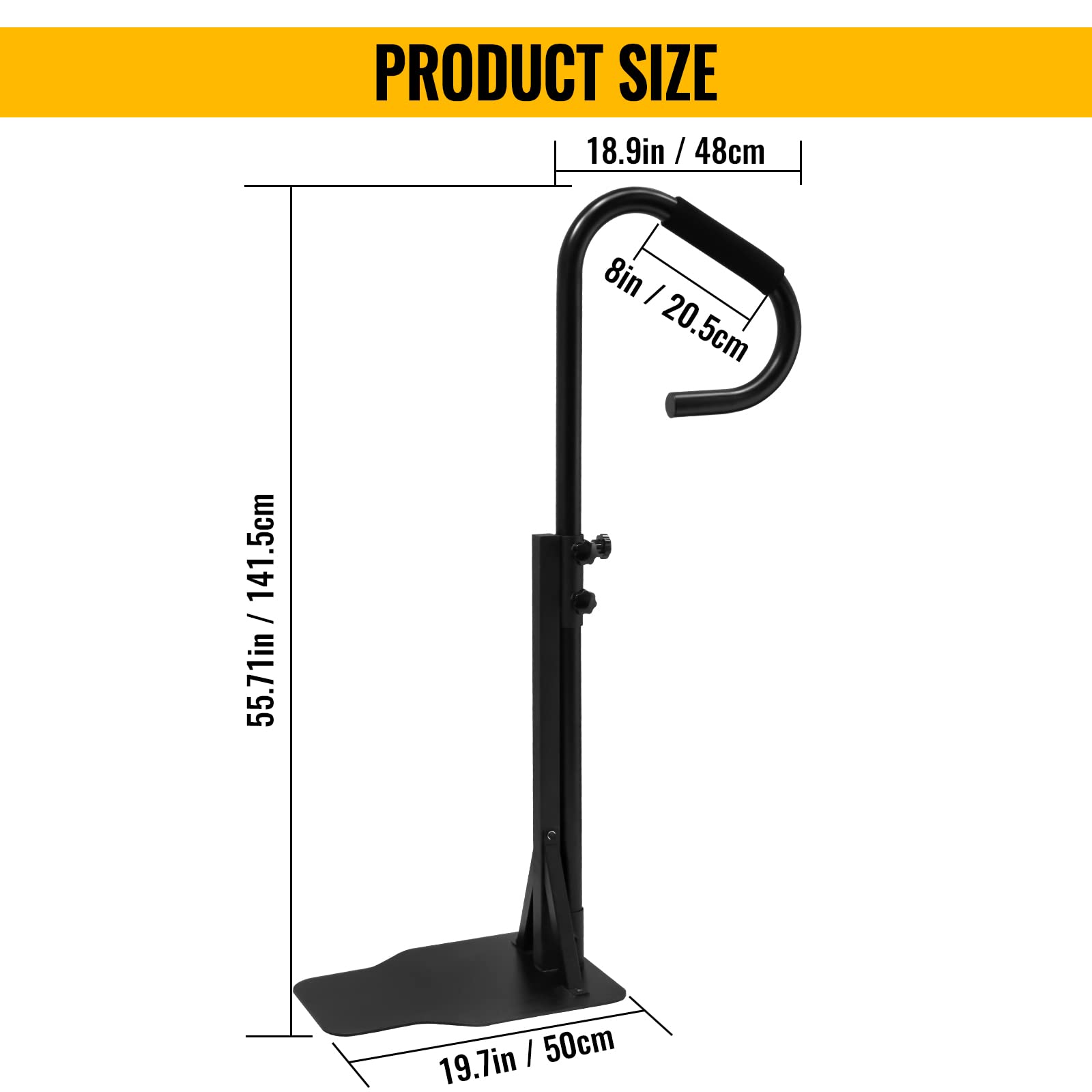 KODOM Hot Tub Handrail Spa Safety Rail 57"H,Hot Tub Hand Rail Slide Under Mounting Base 600LBS Capacity Spa Side Handrail Hot Tubs Rail with Sponge Rubber Grip for Indoor/Outdoor Bath